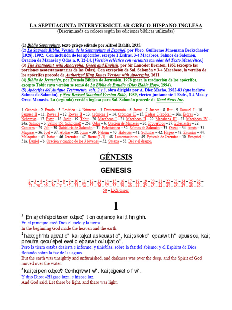 Septuaginta: Texto Greco-Hispano-Inglés | PDF | Septuaginta | Biblia