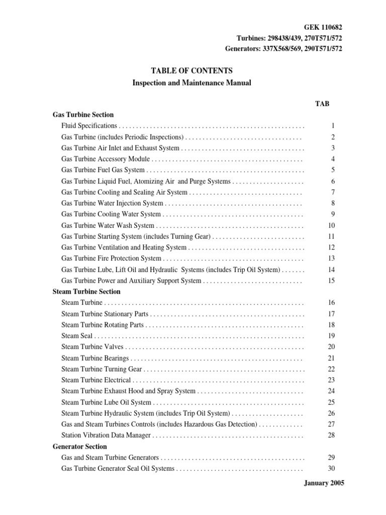 GEK 110682 Inspection and Maintenance Manual | PDF | Valve | Gas Turbine