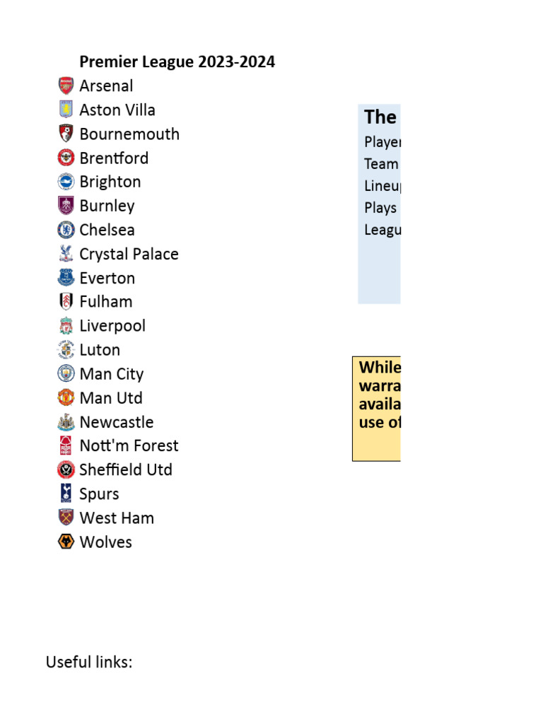 Soccer Stats Premier League 2023 2024 20231128 | PDF | Chelsea F.C ...