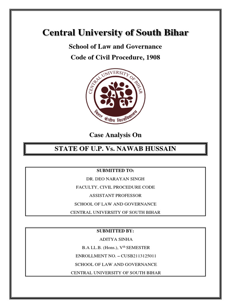 State of U.P. v. Nawab Hussain Case Analysis | PDF | Lawsuit | Res Judicata