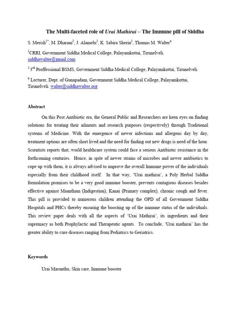 The Multi Faceted Role of Urai Mathirai | PDF