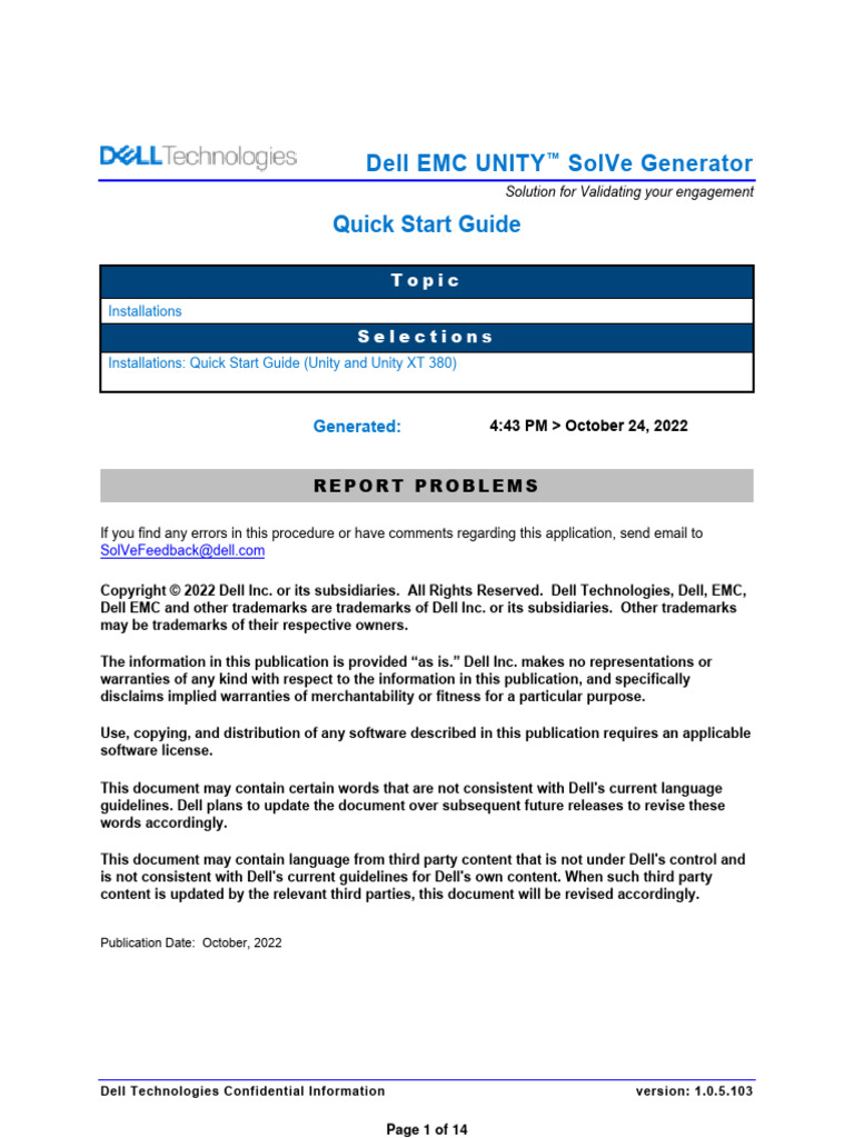 Dell EMC Unity - Installations-Installations - Quick Start Guide (Unity and Unity XT 380) - 1 ...