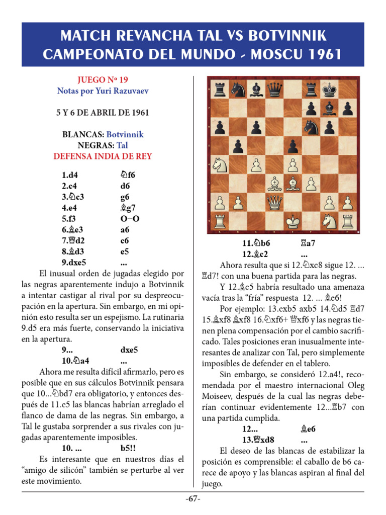 19 - Botvinnik Vs Tal | PDF | Aperturas de ajedrez | Juegos de mesa