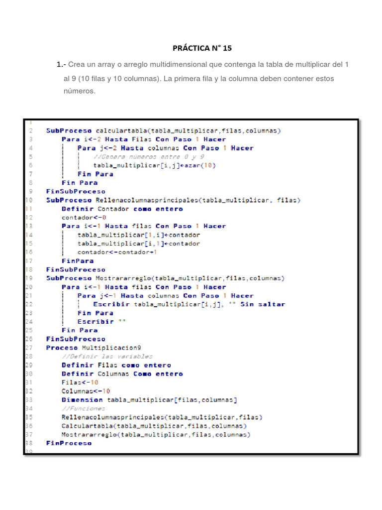 Algoritmo-Practica 15 | PDF