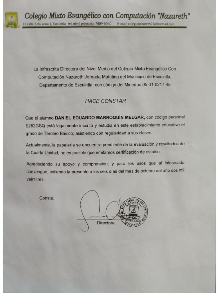 Constancia de Tercero Basico Eduardo Marroquin | PDF Constancia de Tercero Basico Eduardo Marroquin | PDF