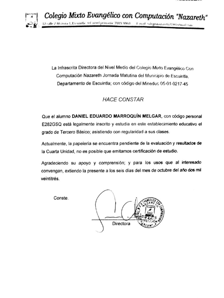 Constancia Tercero Eduardo Marroquin | PDF Constancia Tercero Eduardo Marroquin | PDF