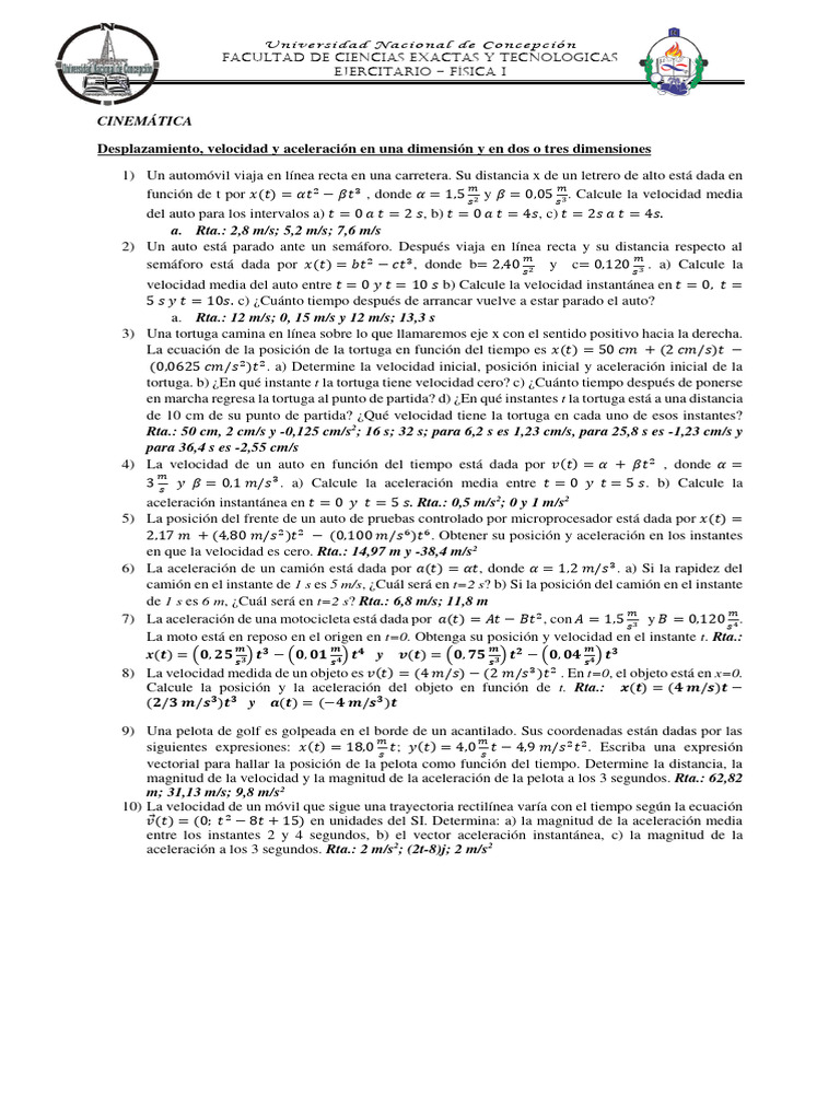 CINEMÁTICA | PDF | Aceleración | Velocidad