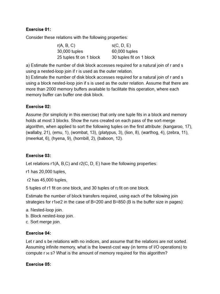 Exercises On Join Algos | PDF Exercises On Join Algos | PDF