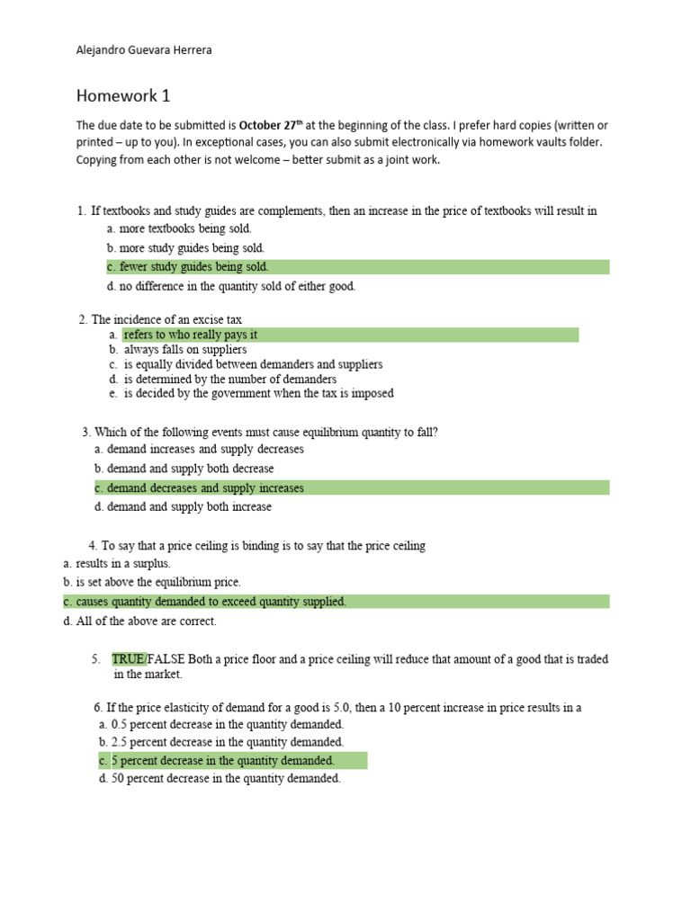 Homework MicroE 546287 AlejandroGuevara | PDF | Economic Surplus | Elasticity (Economics)