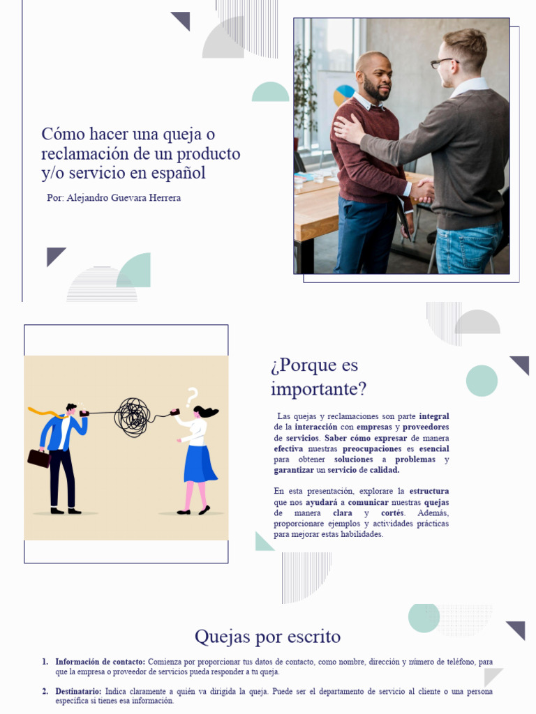 Como Hacer Una Queja o Reclamación en Español Por Aejandro Guevara ...