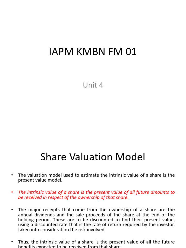 Unit 4 IAPM FM 01 | PDF | Present Value | Valuation (Finance)
