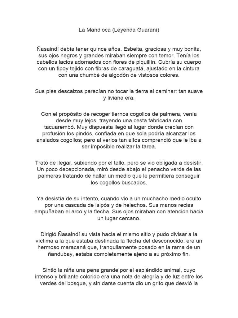 La Leyenda de la Mandioca Guaraní | PDF | Poesía