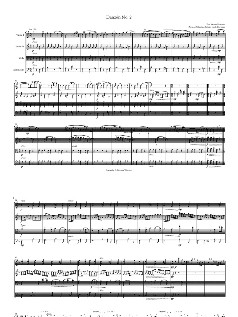 Danzón No. 2 Cuarteto de Cuerdas - Score and Parts | PDF