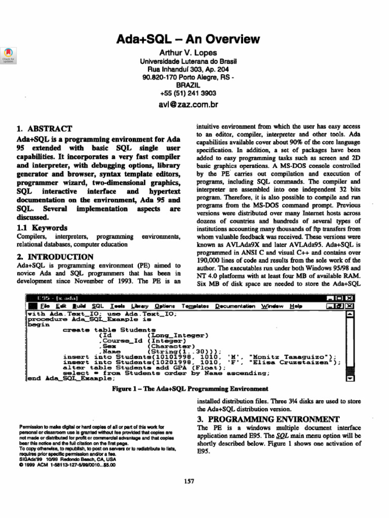 (A) - Ada+SQL - An Overview | PDF | Scope (Computer Science) | Compiler