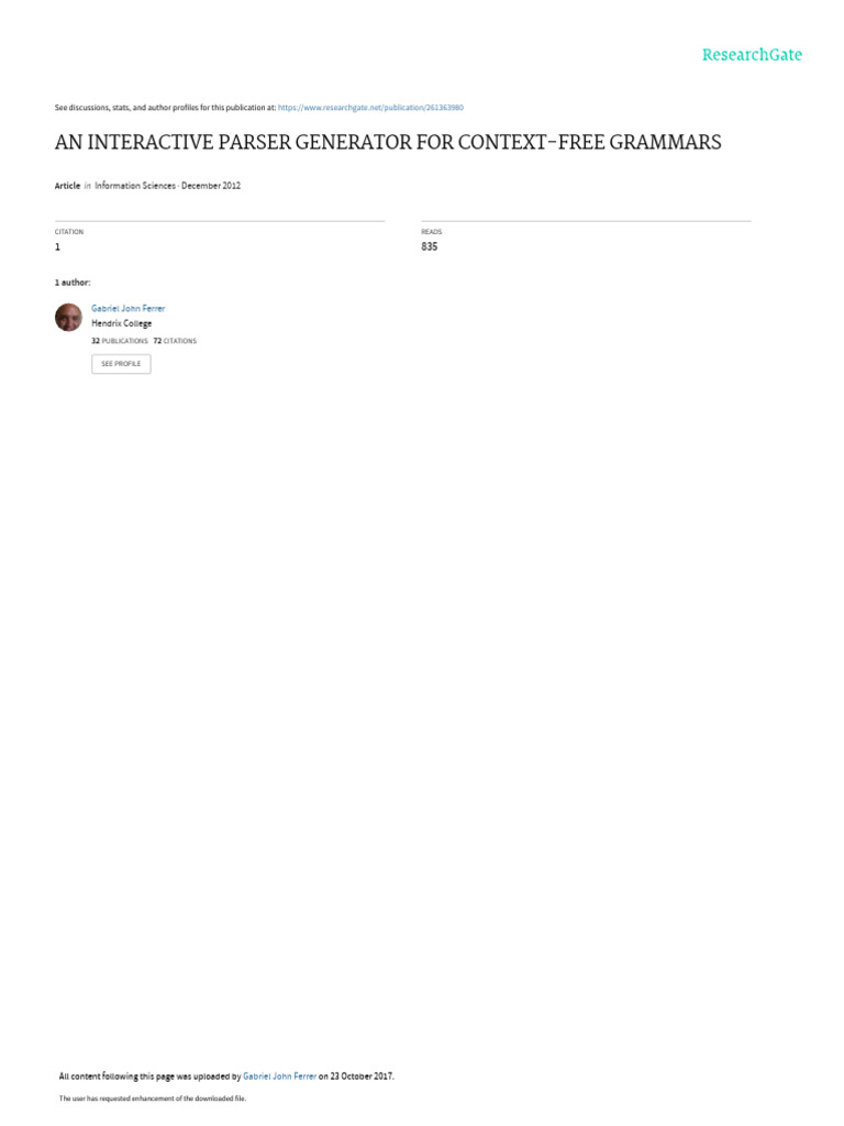(A) - An Interactive Parser Generator For Context-Free Grammars | PDF | Parsing | Software ...