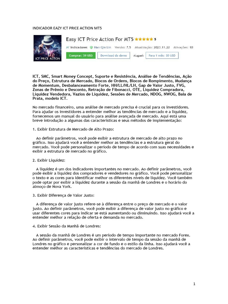 Indicador Eazy Ict Price Action Mt5 Download Grátis Pdf Mercado Economia Tempo