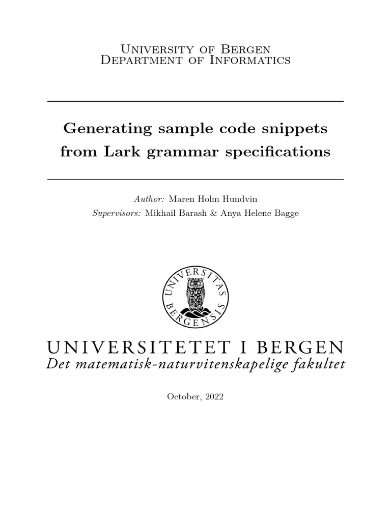 (TH) - Generating Sample Code Snippets From Lark Grammar Specifications | PDF | Parsing | Syntax ...