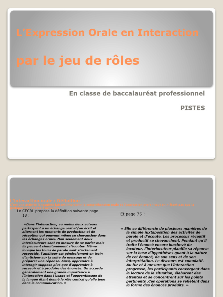 Jeux de rôles pour l'expression orale | PDF | Arts du langage et discipline