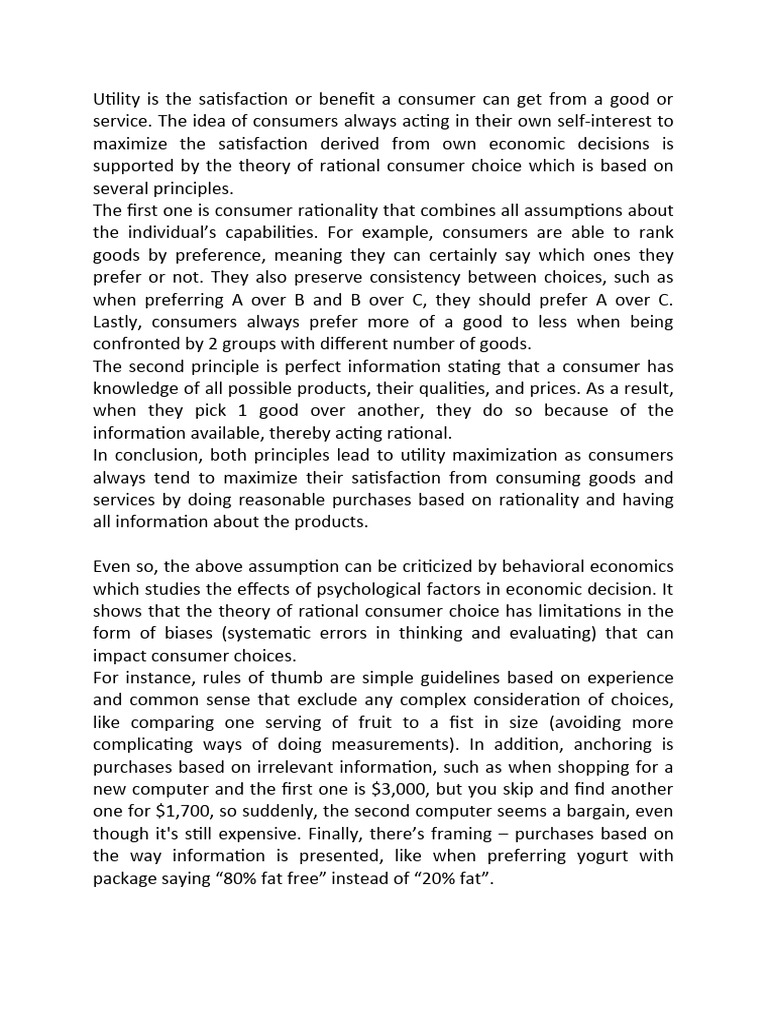 Utility | PDF | Choice | Rationality