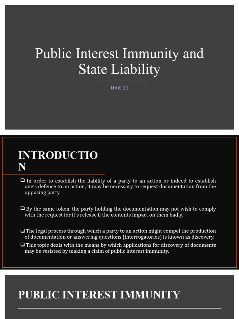 Unit 9 - Public Interest Immunity and State Liability | PDF | Sovereign ...