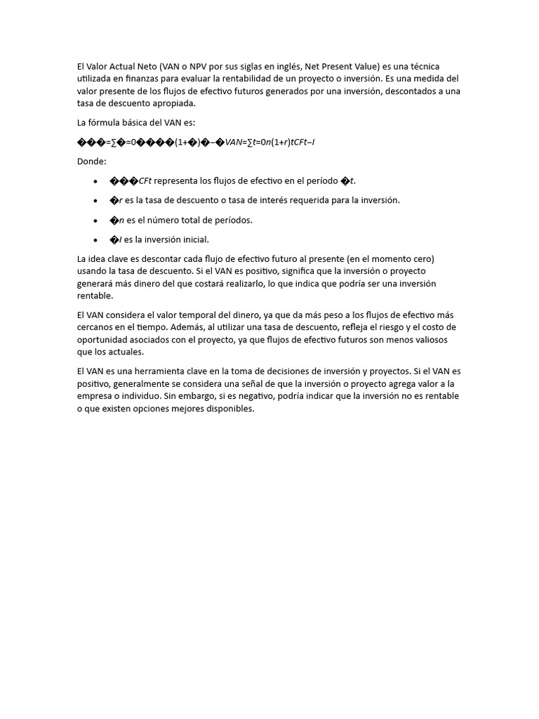 Cómo Calcular el Valor Actual Neto (VAN) | PDF