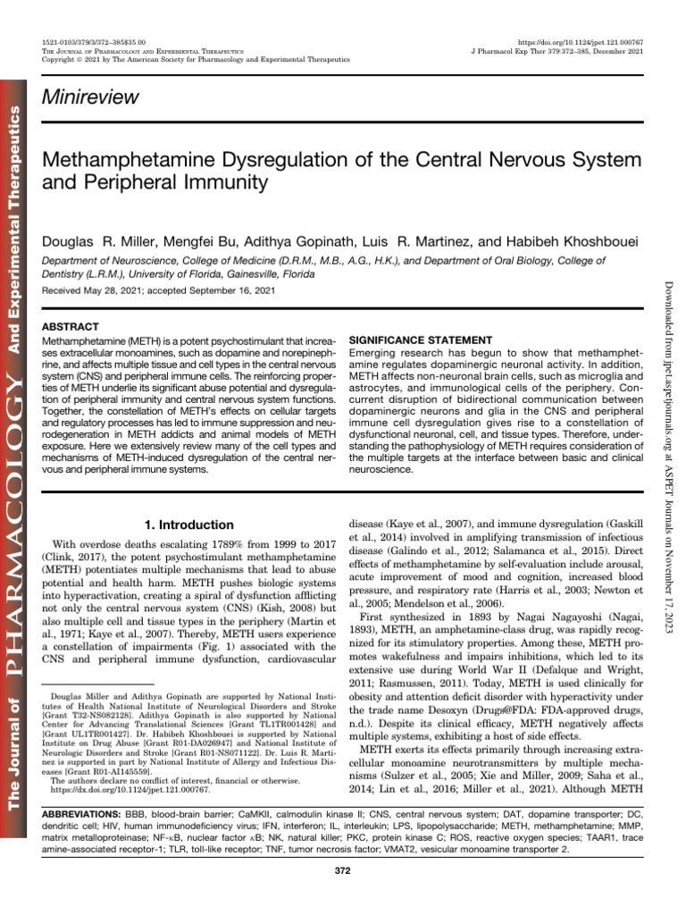 Methamphetamine Dysregulation of The Central Nervous System Ingles | PDF | Macrophage ...