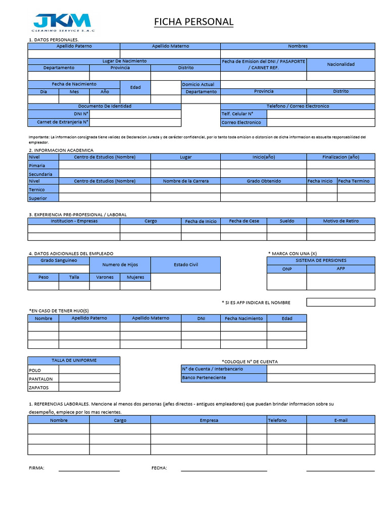 Ficha Personal JKM | PDF | Gobierno y personalidad