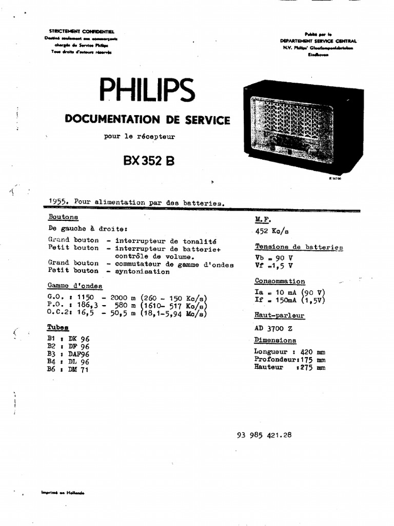 Philips Bx352b | PDF