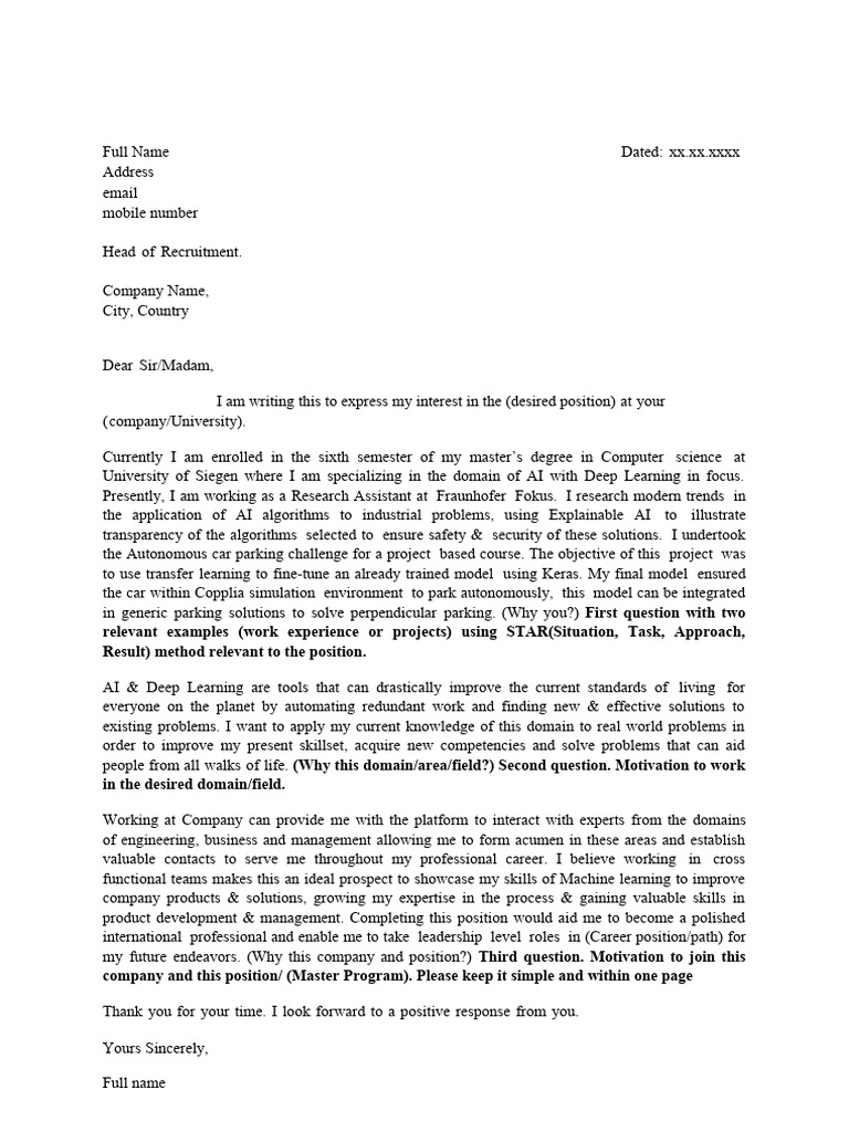 Khyzer Bhai Cover Letter Structure+Sample | PDF | Artificial ...