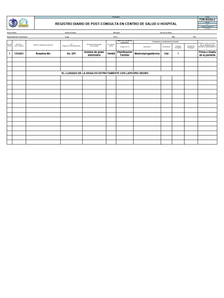 FOR-SIGSA-4 v2.1 | PDF | Especialidades Medicas | Ciencias de la Salud