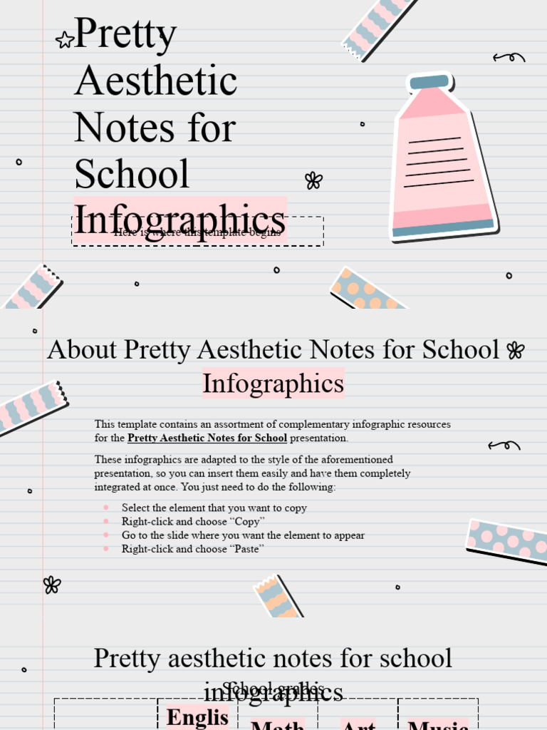 Pretty Aesthetic Notes For School Infographics by Slidesgo | PDF ...