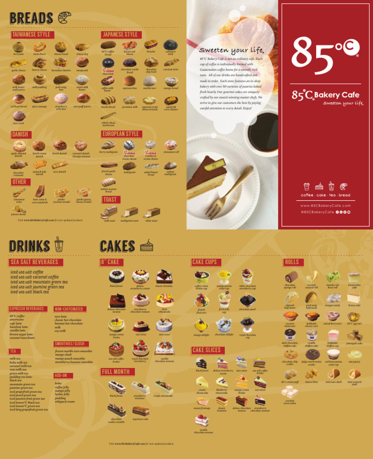 85C To-Go Menu-062018 | PDF | Cakes | Coffee