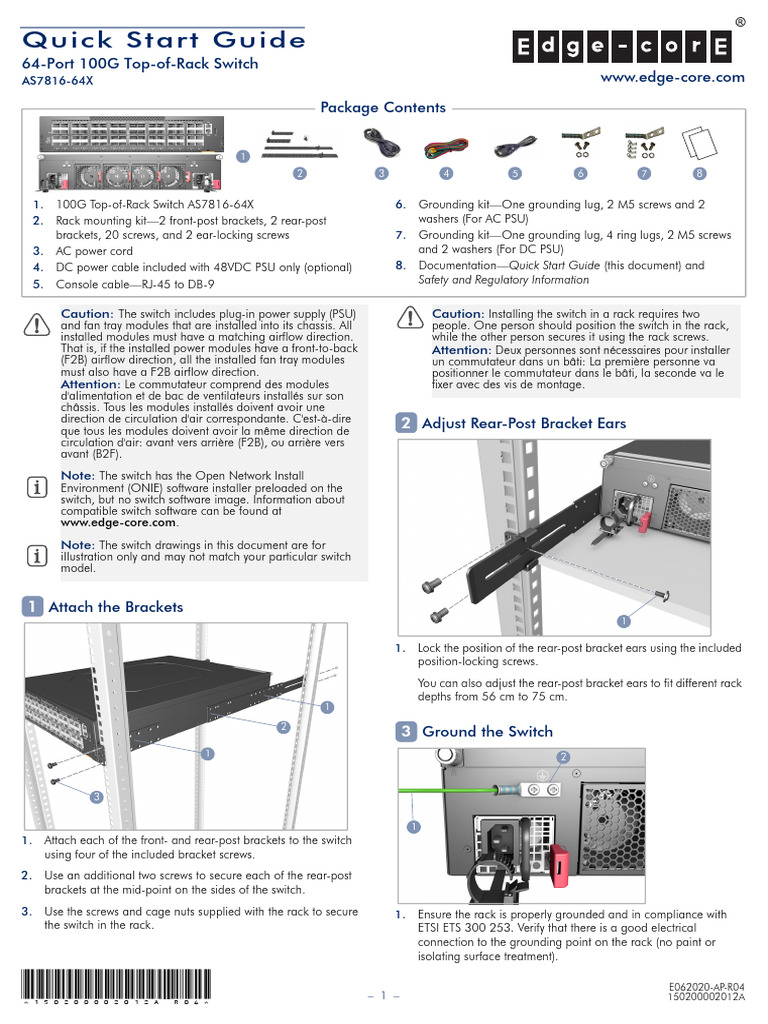Quick Start Guide: 64-Port 100G Top-of-Rack Switch Package Contents ...