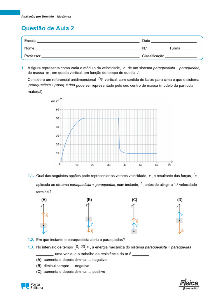 Fa11 Aval Mecanica Quest Aula 2 - Cópia | PDF | Massa | Lua