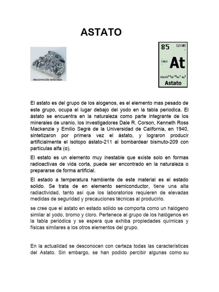 ASTATO | PDF | Átomos | Física nuclear