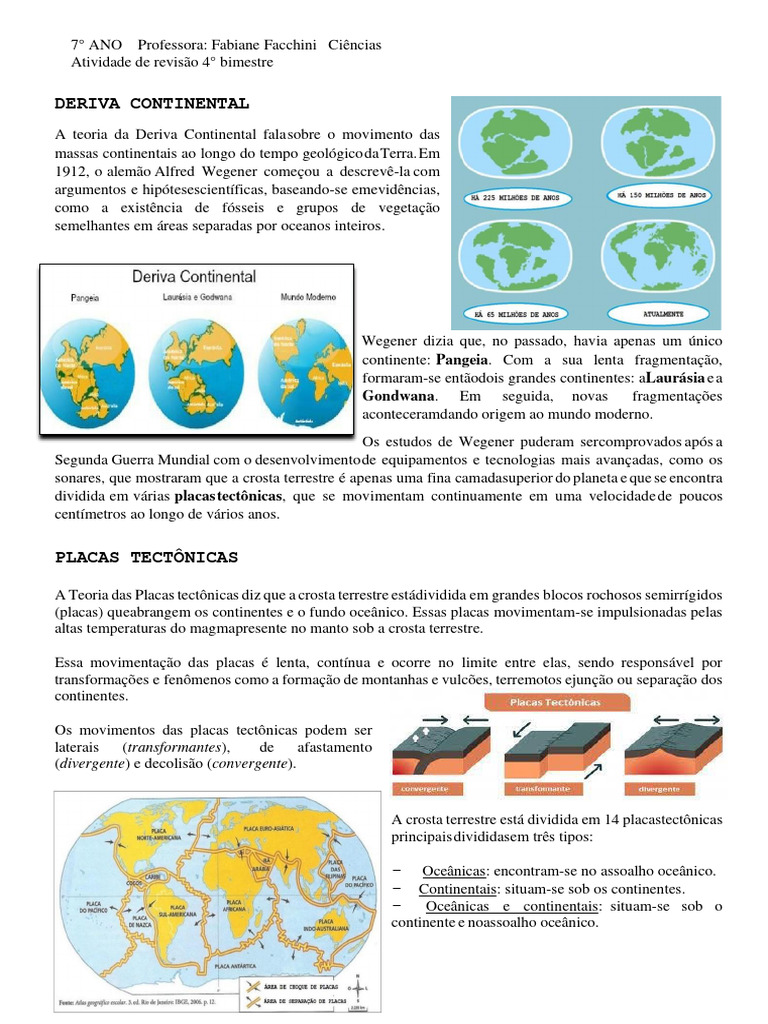 Deriva Continental e Placas Tectônicas | PDF | Vulcão | Placas tectônicas
