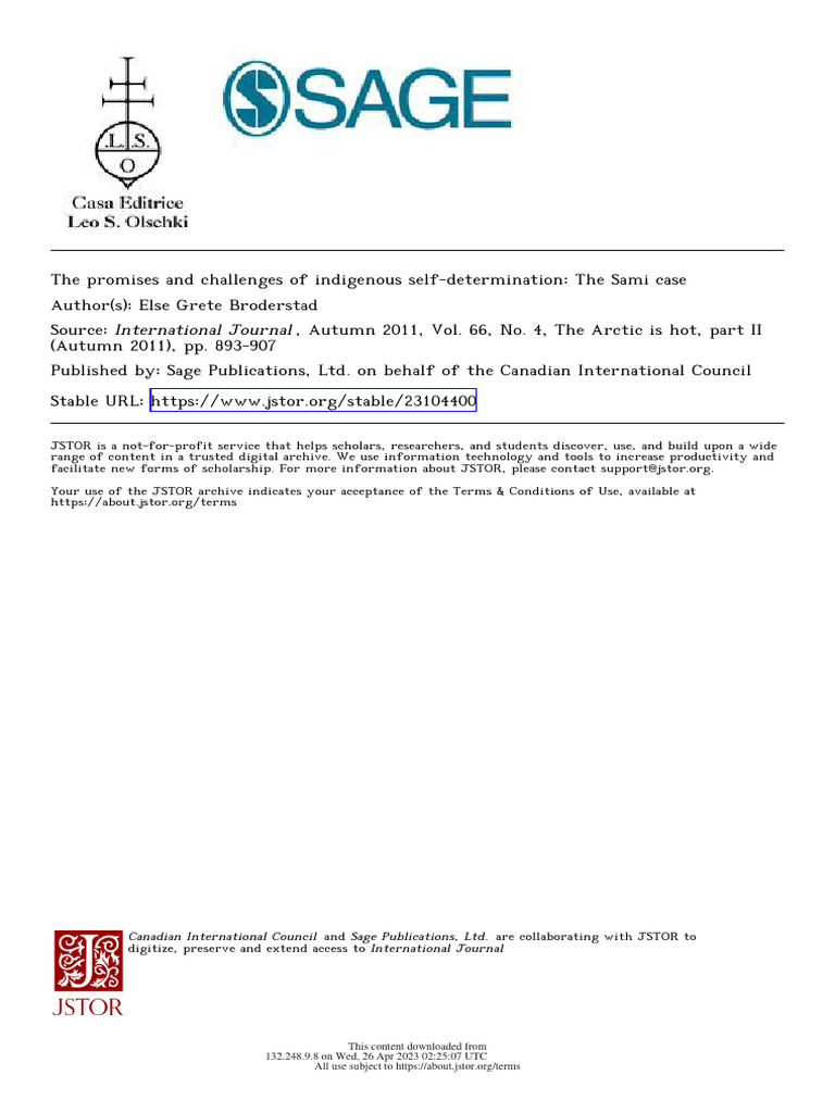 The Promises and Challenges of Indigenous Self-Determination The Sami ...