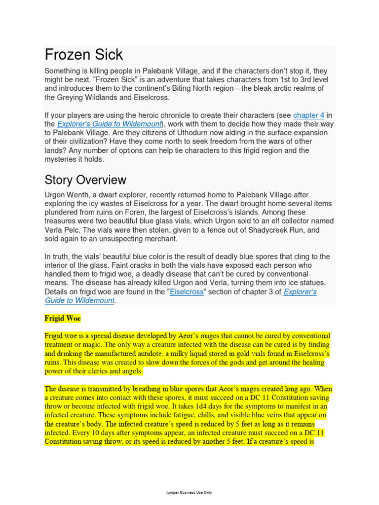 Frozen Sick | PDF | Dwarf (Dungeons & Dragons)