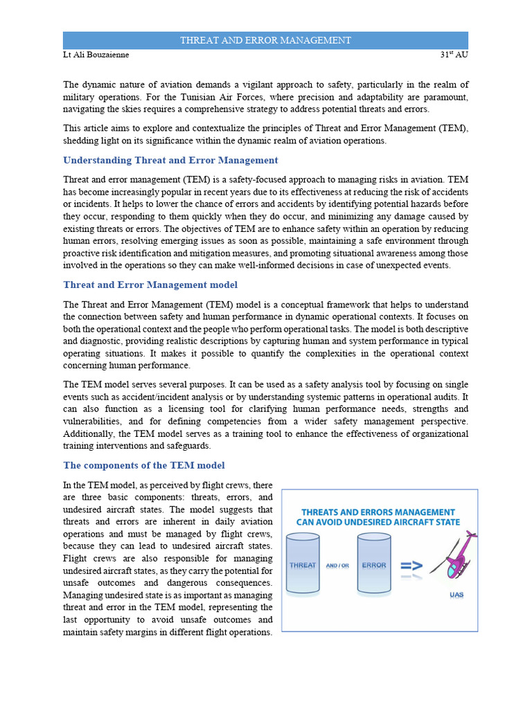 Aviation Threat and Error Management Guide | PDF | Error | Risk