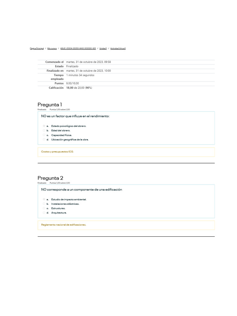 Actividad Virtual 1_ Revisión de Intentos | PDF
