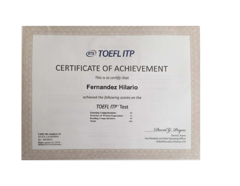 TOEFL certificación | PDF