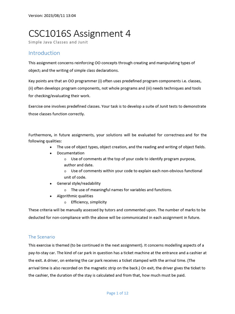 Creating Basic Classes and JUnit | PDF | Class (Computer Programming) | Java (Programming Language)