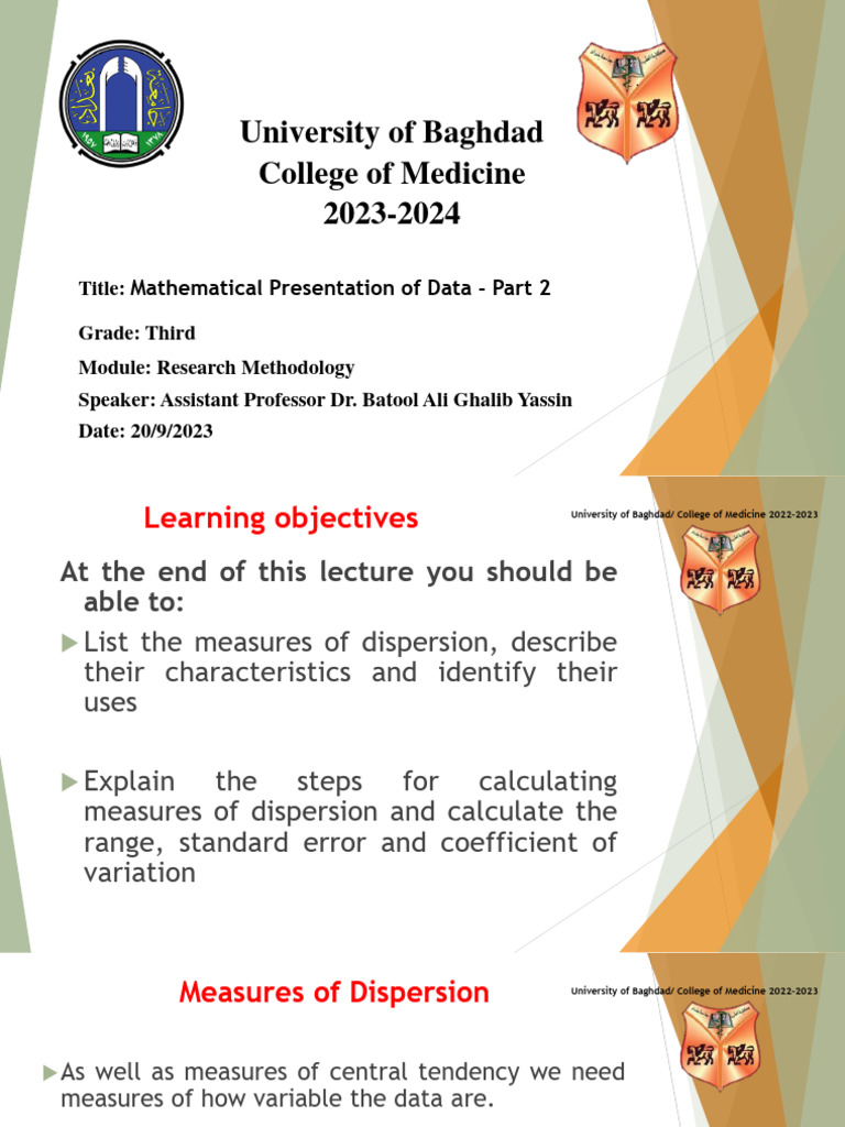 L3 - Mathematical Representation of Data 2 | PDF | Standard Deviation ...
