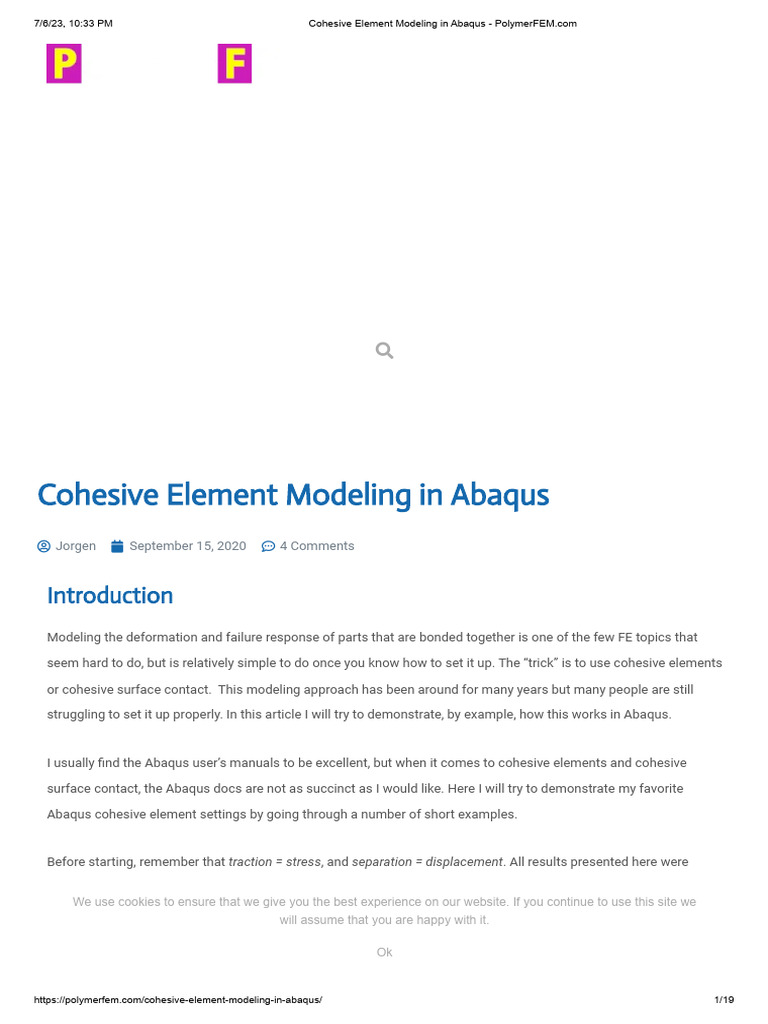 Cohesive Element Modeling in Abaqus | PDF | Deformation (Engineering ...