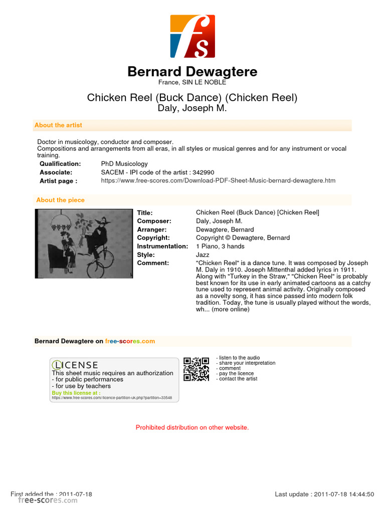 Daly Joseph M Chicken Reel Histoires Sans Paroles 33548 | PDF | Folk ...