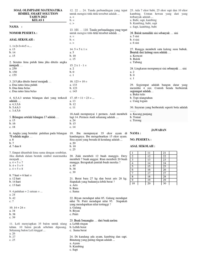Matematika KLS 1 | PDF