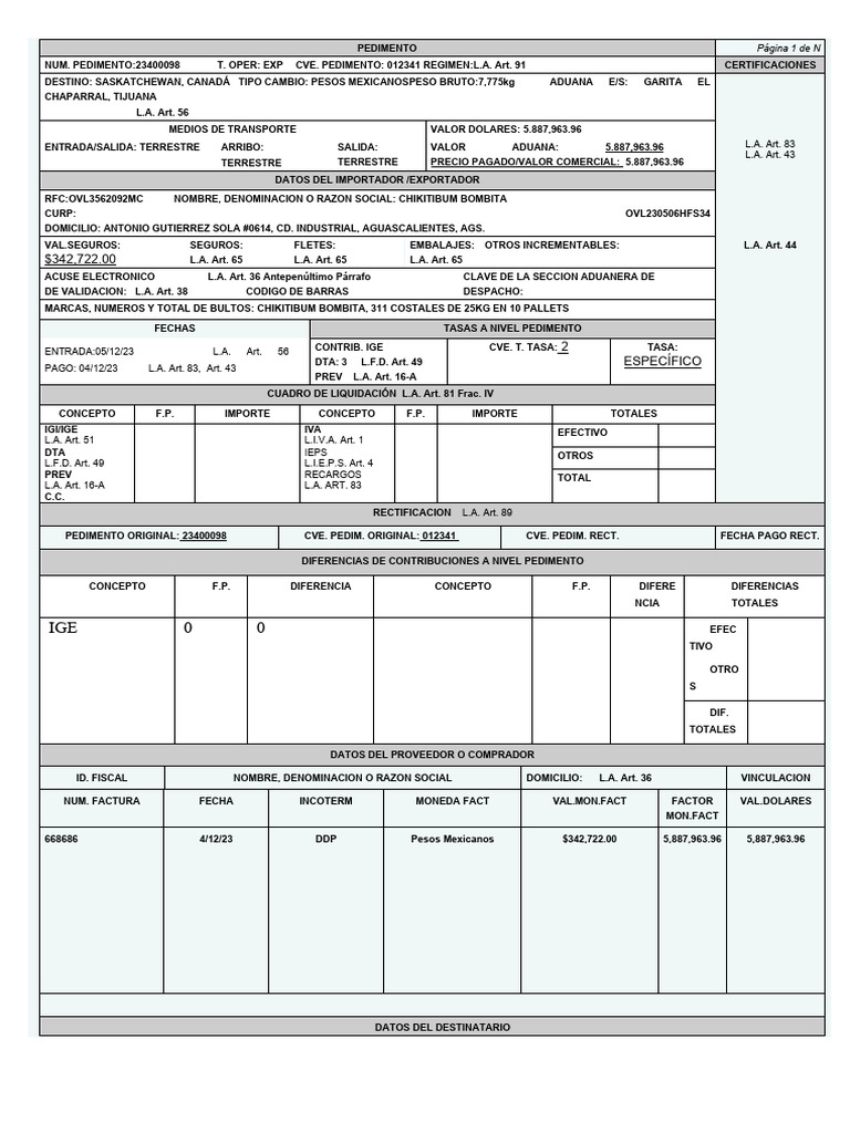 Formato Pedimento (3 | PDF | Gobierno | Business