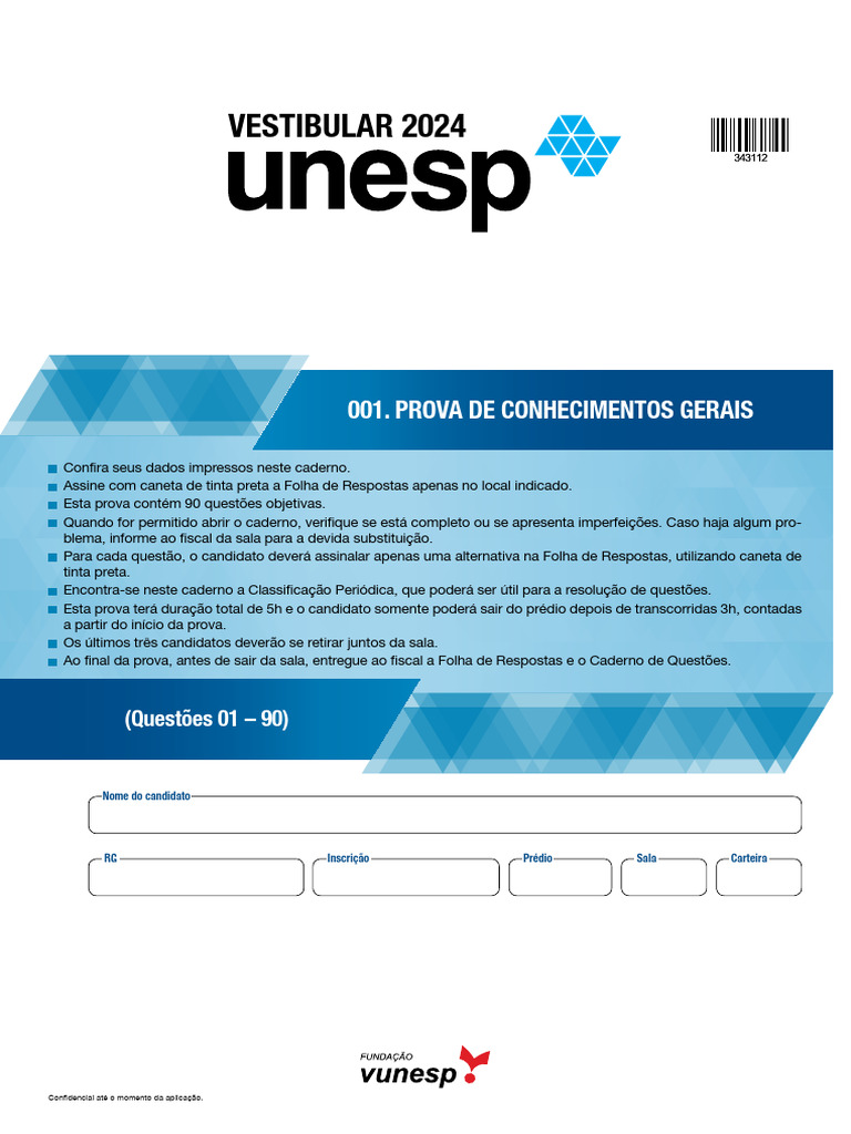 Unesp 2024 1 Fase Versao 2 | PDF | África | Brasil