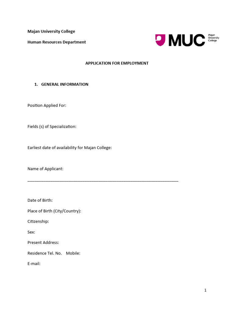 Muc Application Form | PDF