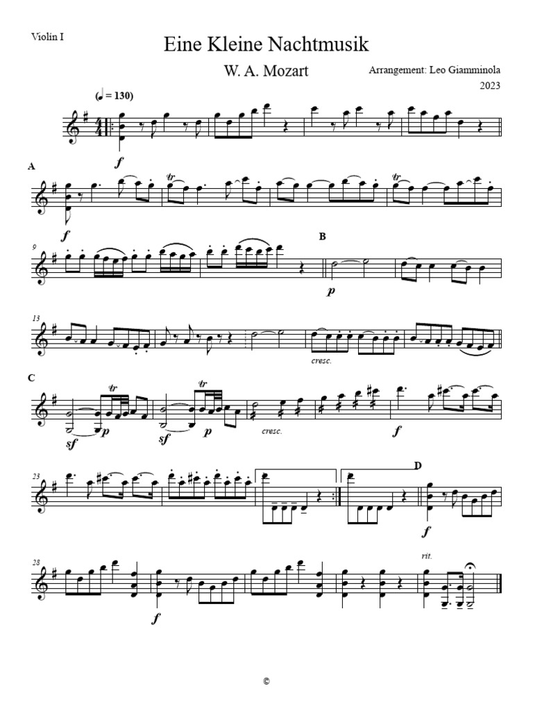 Serenata Mozart - VLN I | PDF | Classical Music | Musical Compositions